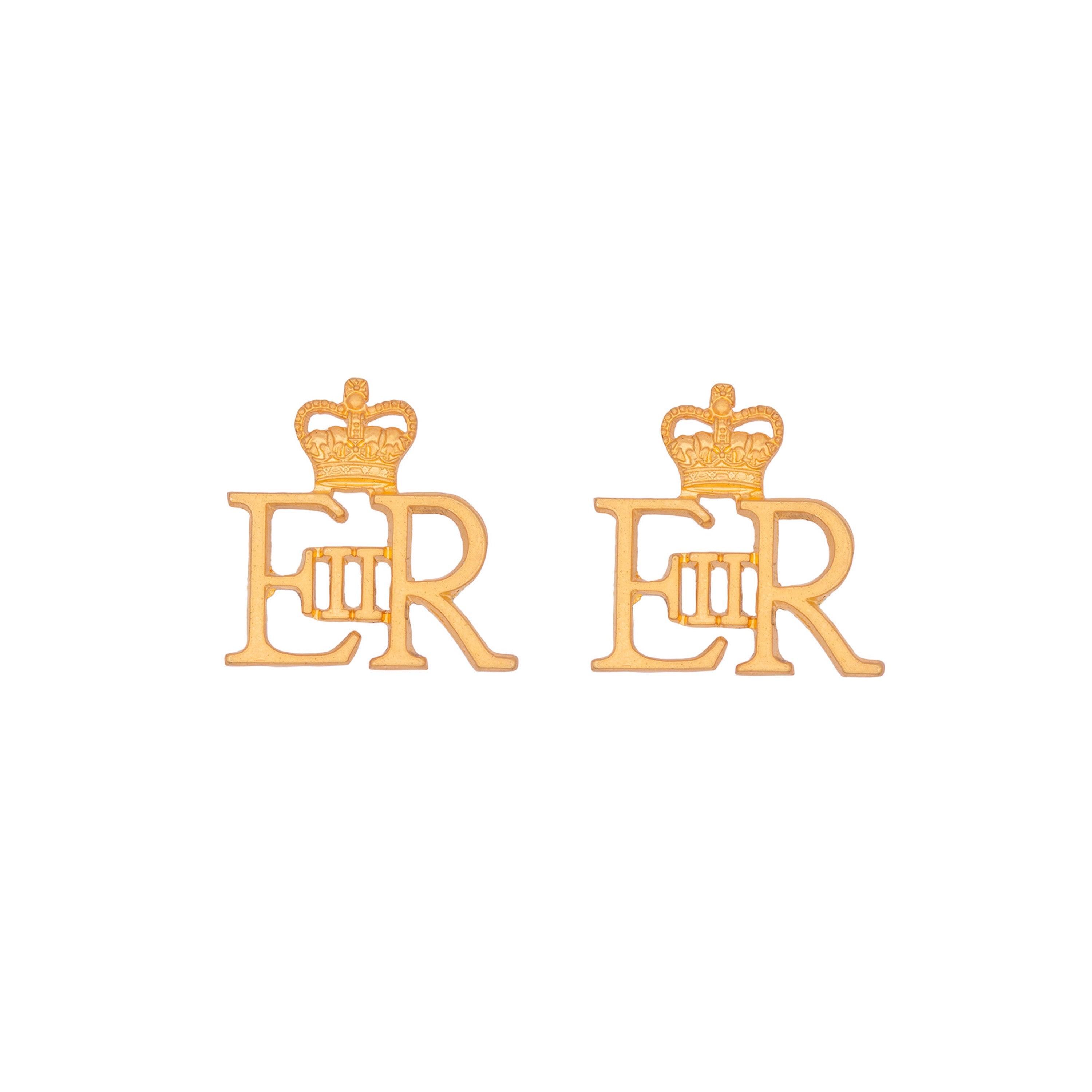 EIIR Large Gold Royal Cypher and Crown British Army Metal Badges