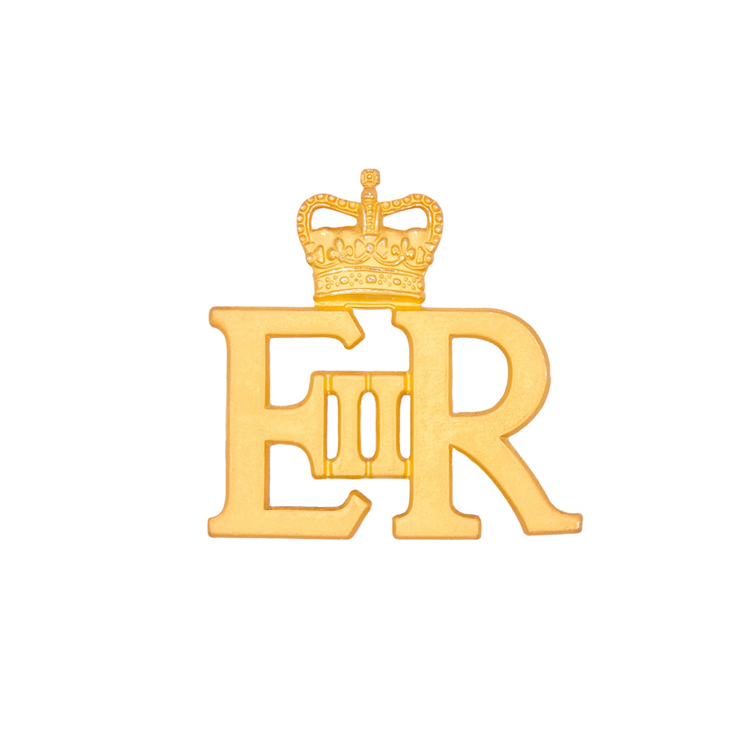 EIIR Gold Royal Cypher and Crown British Army Metal Badge
