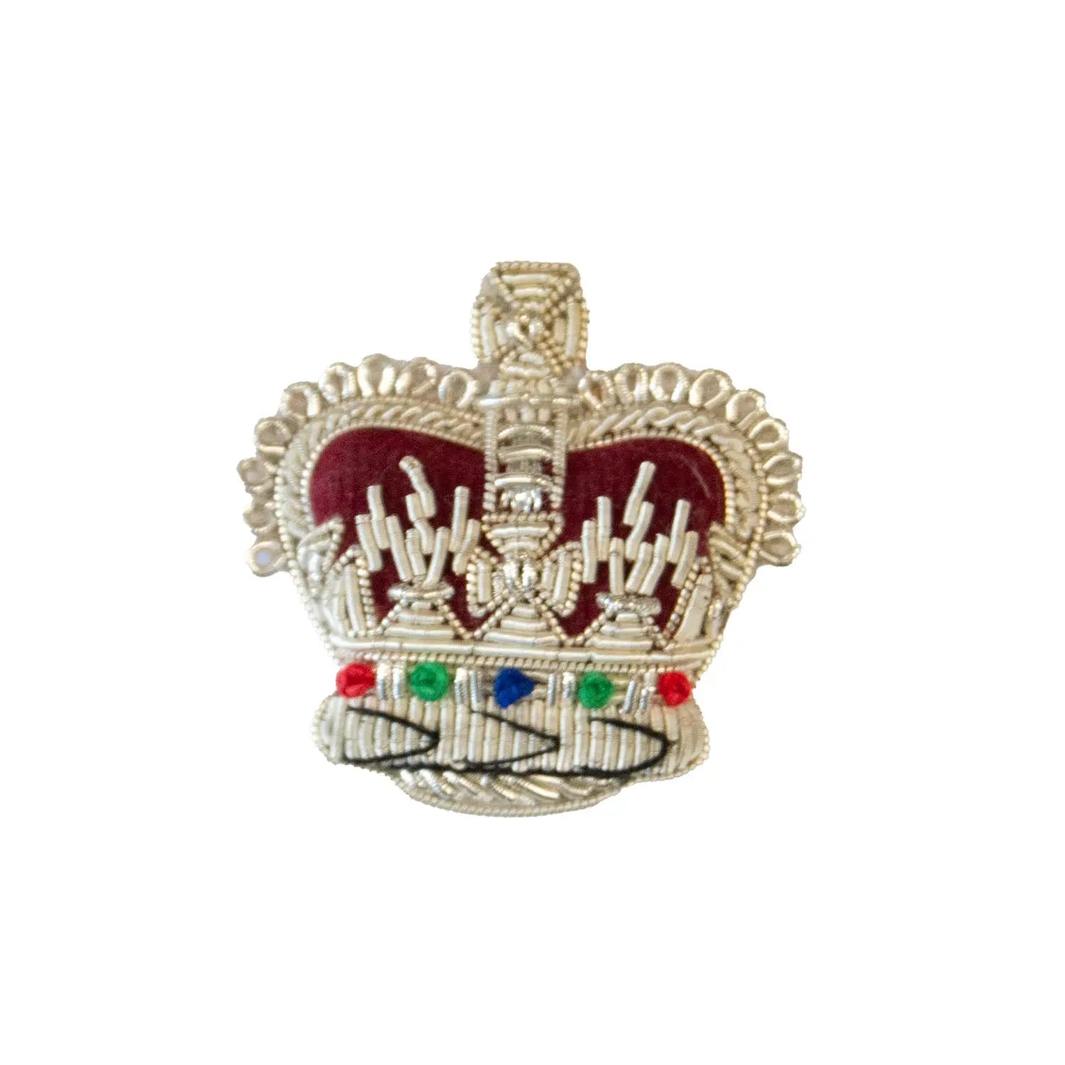 Hand Embroidered Silver Gilt Crown Badge | Wyedean
